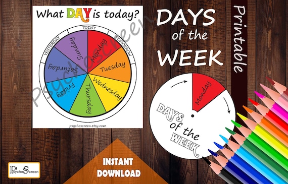 WEEK DAYS WHEEL Printable Wall and Smart Board Element | Etsy