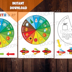 MONTHS of the Year: Printable Wheel, Circle, Spinner, Pie Chart ...