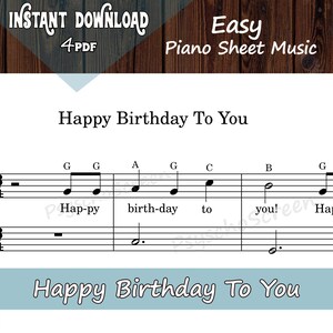 Happy Birthday Easy Piano Sheet Music: Kids Song (PDF & MP3 Digital ...