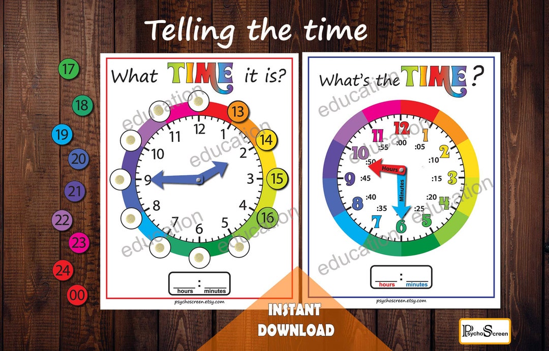 Telling Time Learning Pack: Montessori Clock DIY Kit (digital Download ...