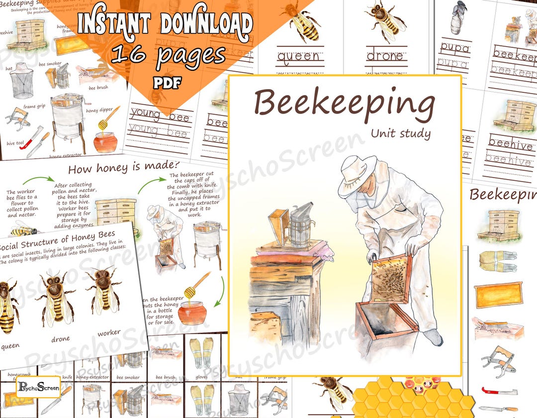 BEEKEEPING Unit Study, Printable Bee Keeping Bundle With Posters, Cards ...