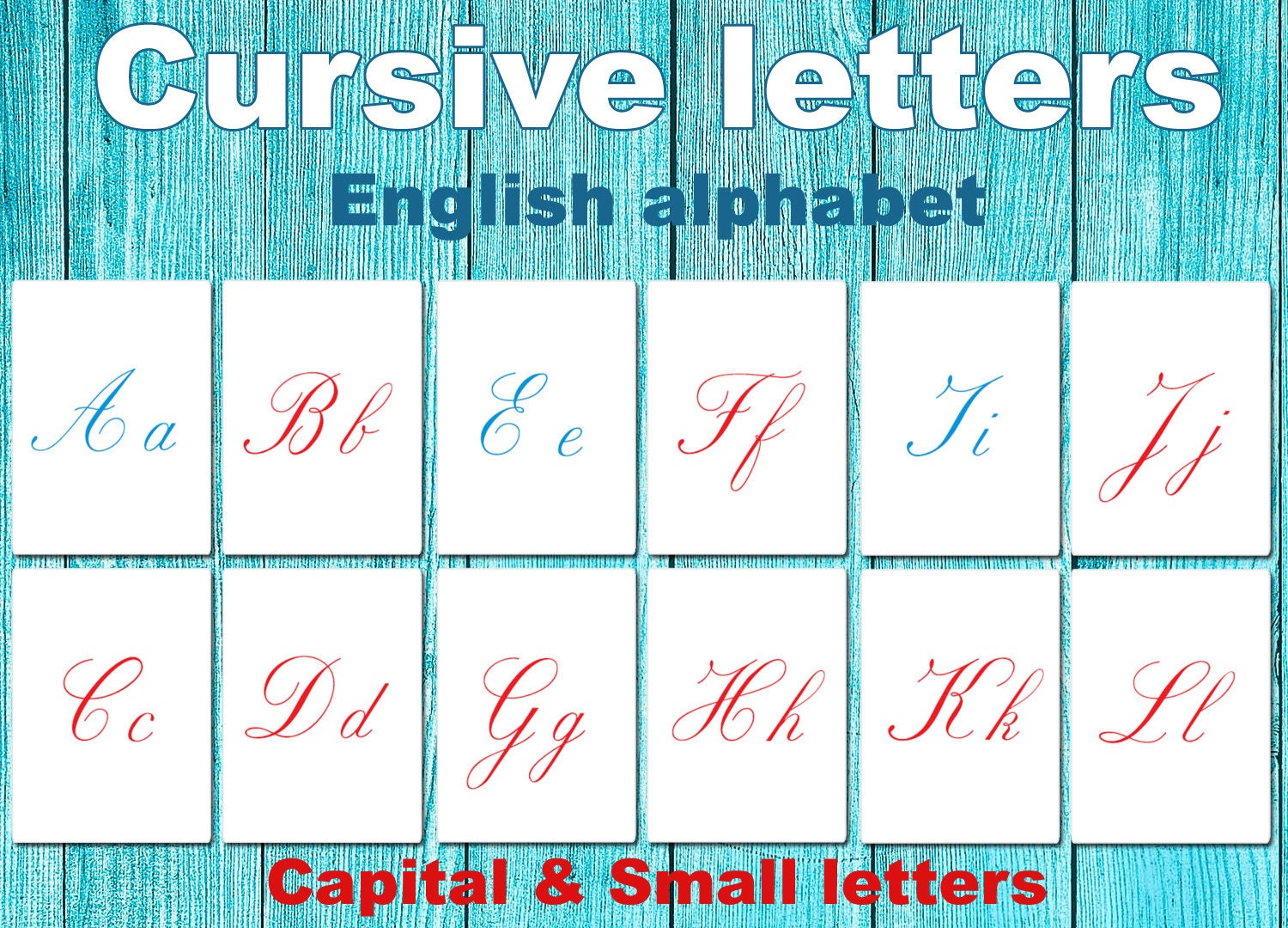 Handwriting letters for English alphabet 3 Part cards | Etsy