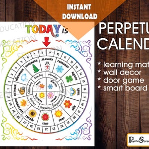 Perpetual Kids Calendar Days, Months, Week and Seasons on 4 Wheels for ...