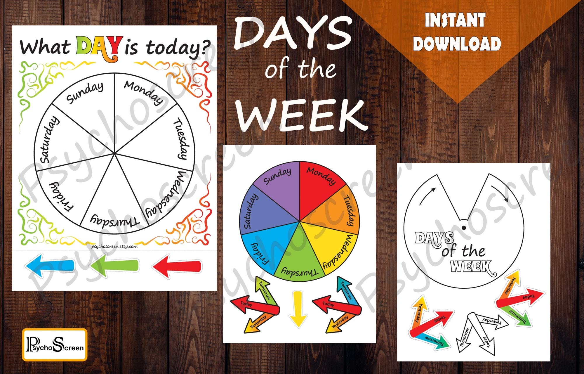Days of the Week Wheel Printable Preschool and School - Etsy