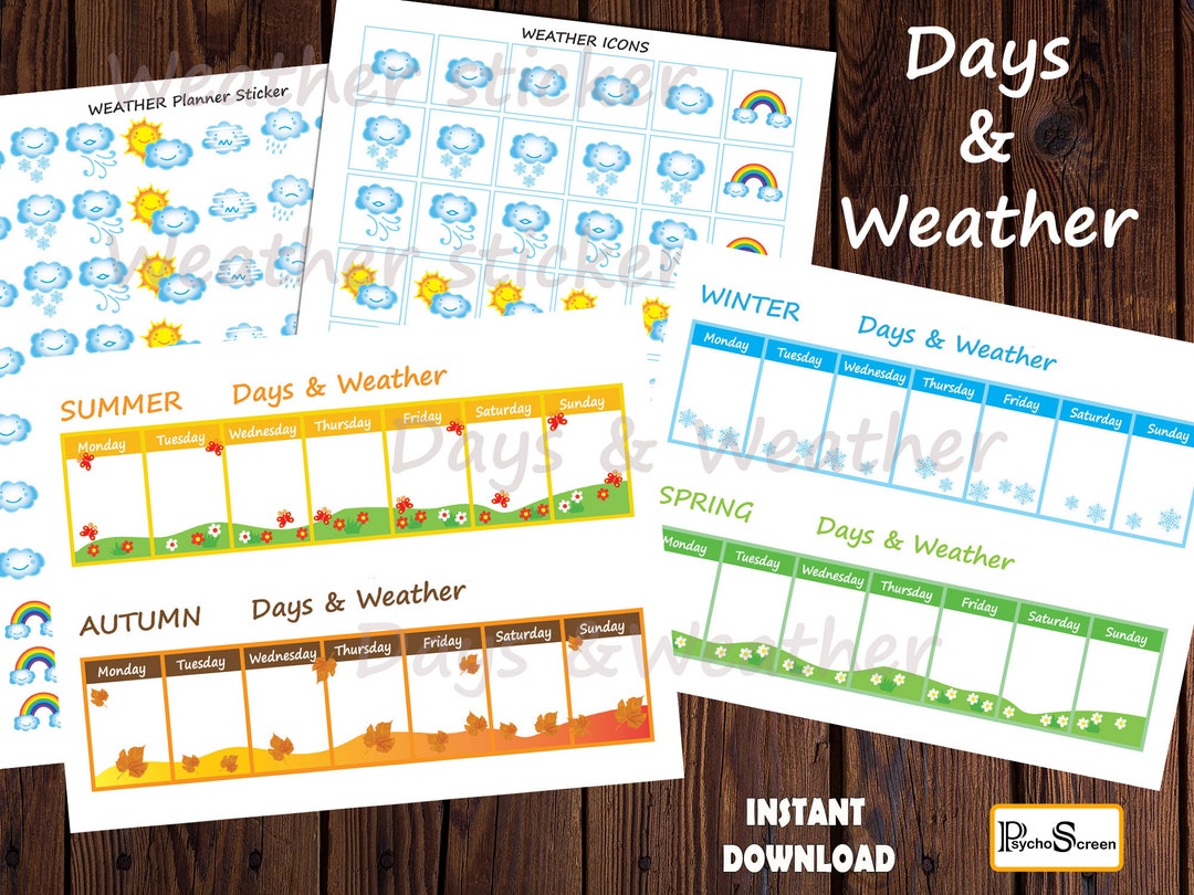 Make a Weather Chart for Kids, Diagram and Stickers for Weather ...