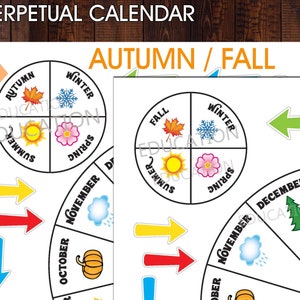 Perpetual Kids Calendar Days, Months, Week and Seasons on 4 Wheels for ...