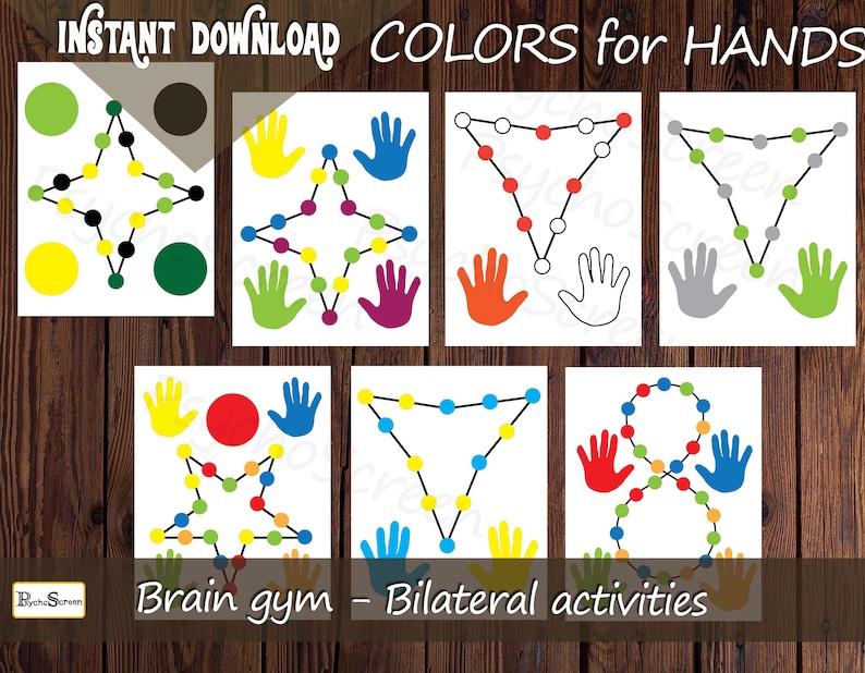 Brain Gym and Forefinger Training Printable for Kids: Colored Dual Hand ...
