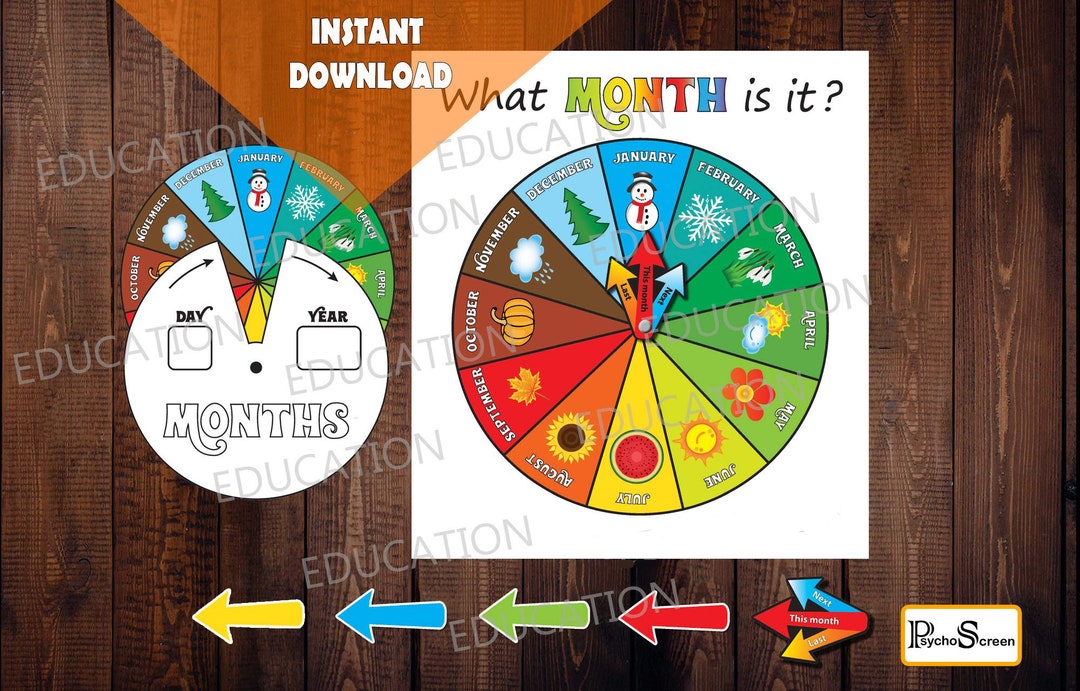 Wheel of Time Circle Months Game Spinner for Preschool Activity ...