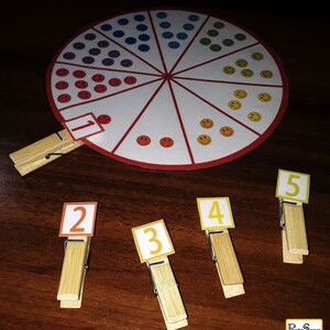 Number Matching Wheel Game: Montessori Learning Materials (digital ...