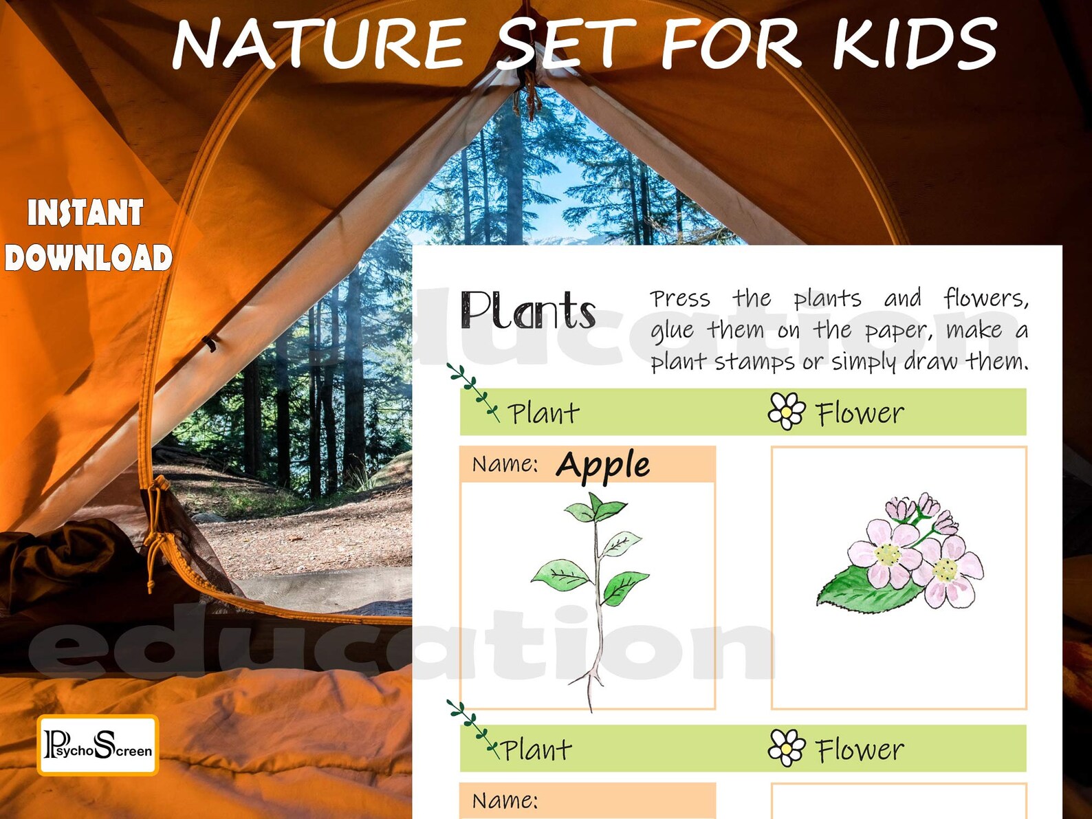Nature Set Worksheets for Trees Leaves Flowers Plant - Etsy