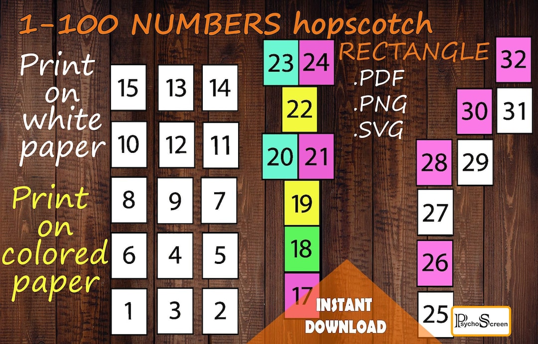 Numbers Hopscotch Sensory Path for Counting 1-100 Rectangles for Feet ...
