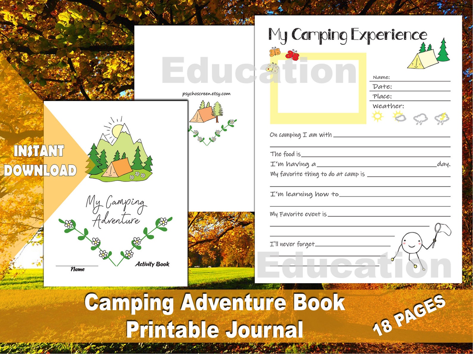 My Camping Adventure Book Activity Worksheets for Camp - Etsy