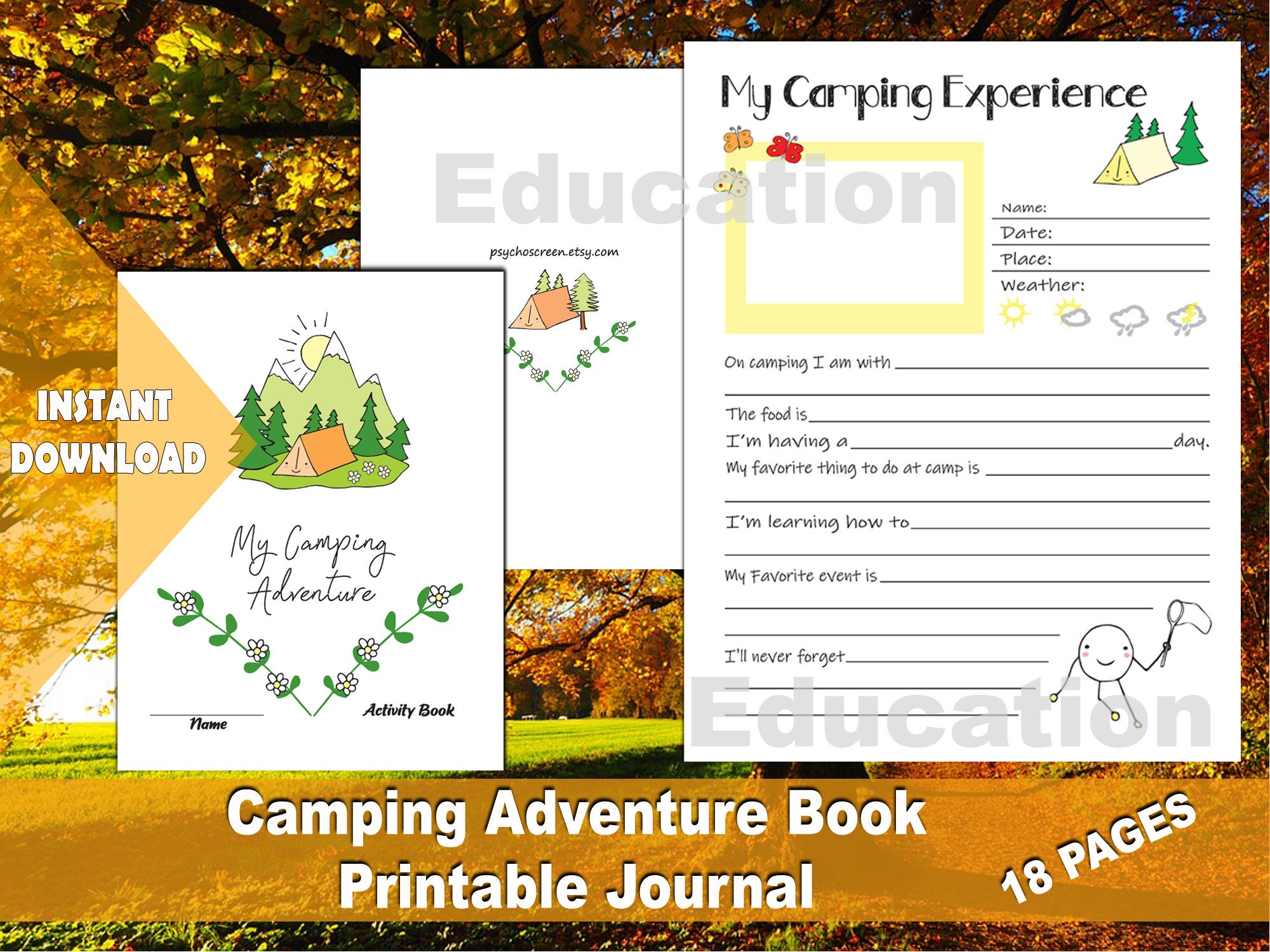 My Camping Adventure Book Activity Worksheets for Camp | Etsy