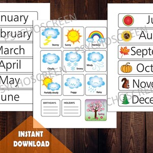 Smart Board KIDS CALENDAR Month Number, Months, Year, Weather, Notes ...