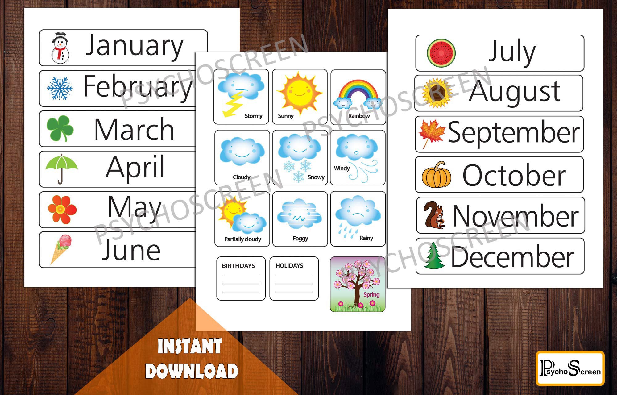 Smart board KIDS CALENDAR Month number Months Year | Etsy