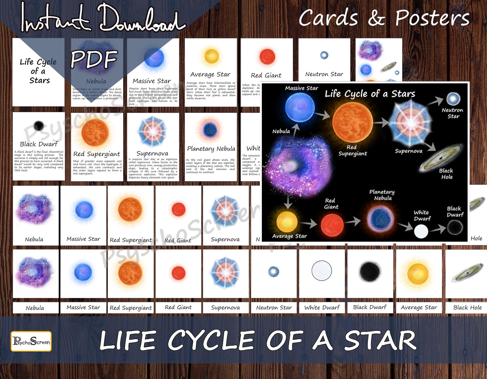 Montessori Printable Life Cycle of a STAR: Printable Posters, and ...