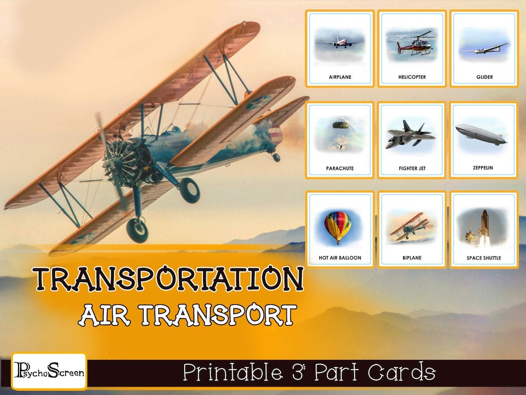 AIR and WATER Transport 3-part Flash Cards, Interactive Homeschooling ...