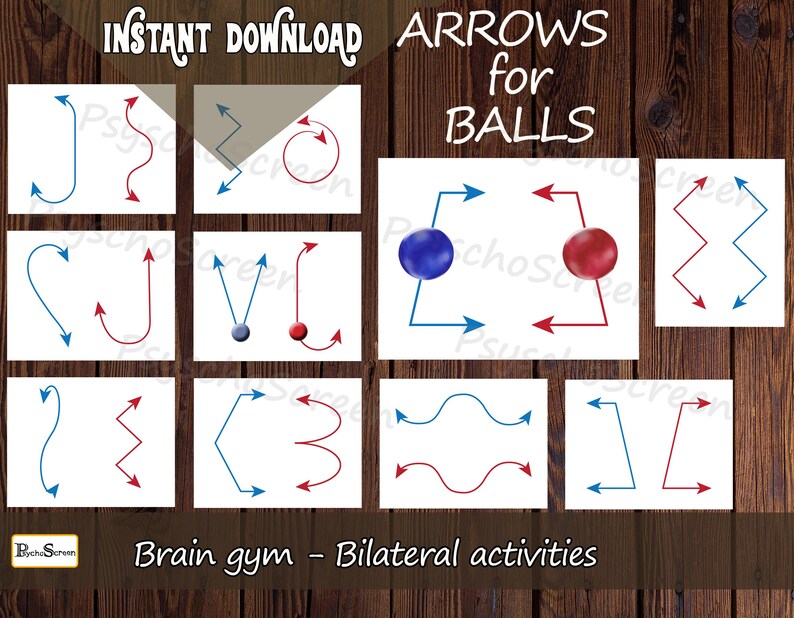 Neuro Gym Arrows for Balls Worksheets: Bilateral Coordination ...