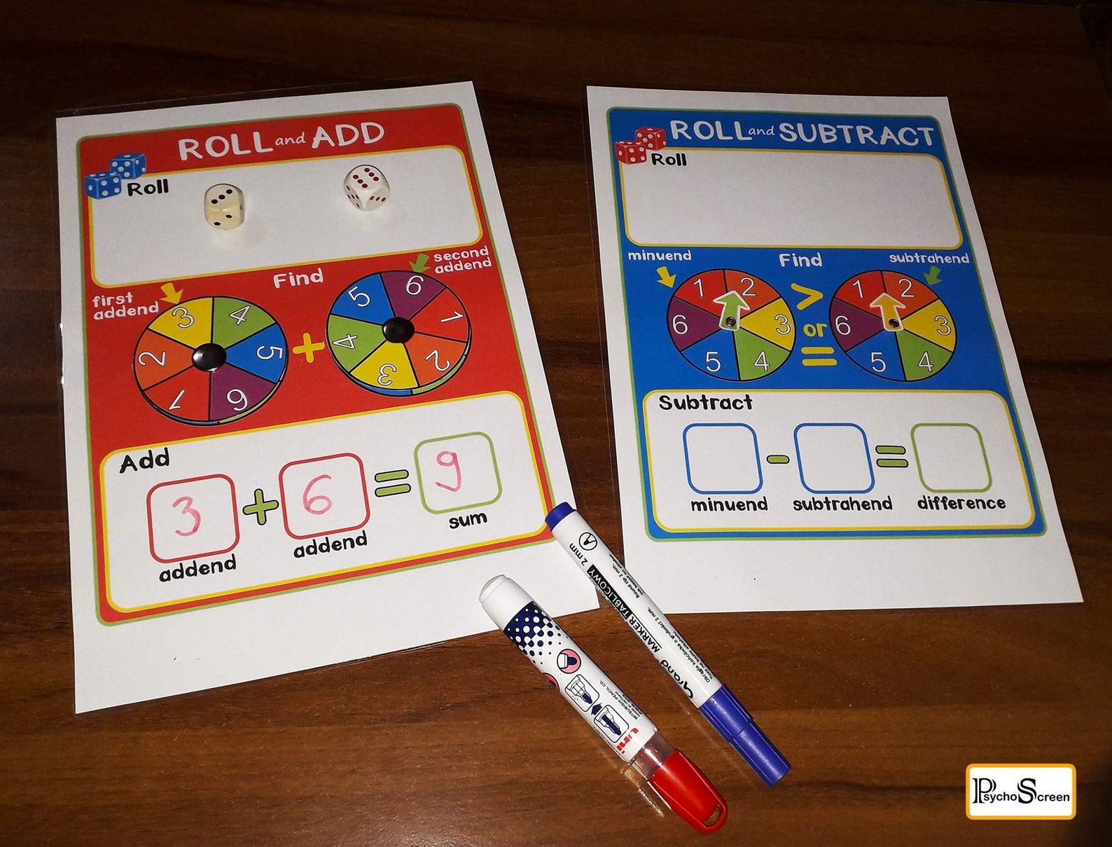 Math Game With Dice Roll and Add Roll and Subtract - Etsy