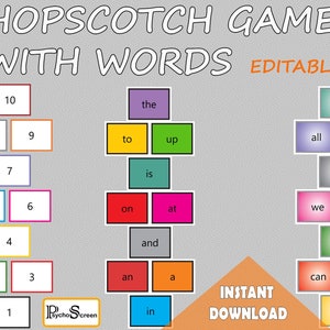 EDITABLE Hopscotch: Sensory Path With WORDS & NUMBERS, Printable Floor ...