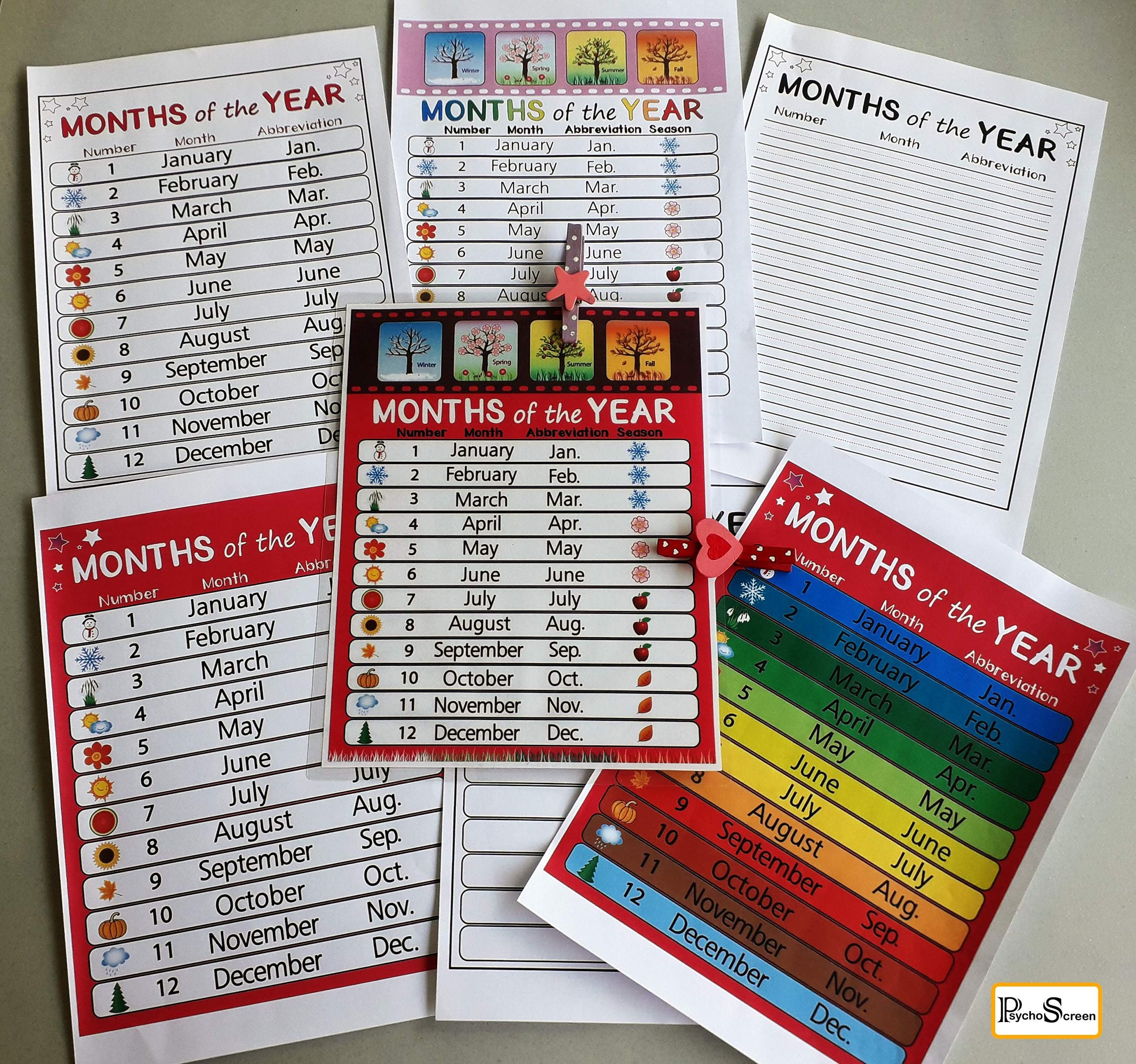 PINK Months of the Year poster and worksheet Perpetual kids | Etsy