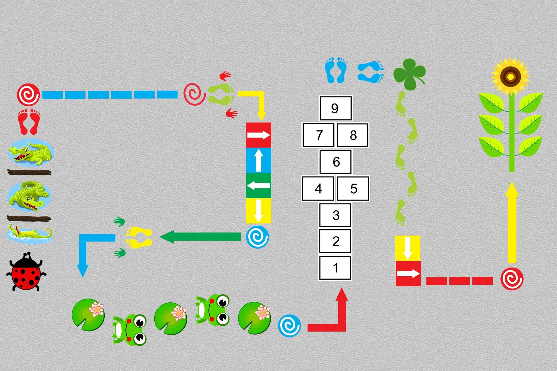Colorful Floor Sensory Path Set Printable Hopscotch for - Etsy