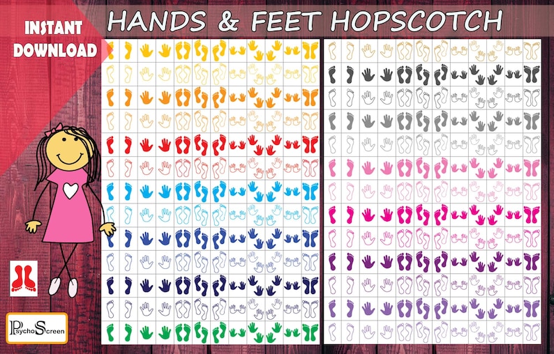Hopscotch Game With HANDS and FEET Printable Sensory Path | Etsy