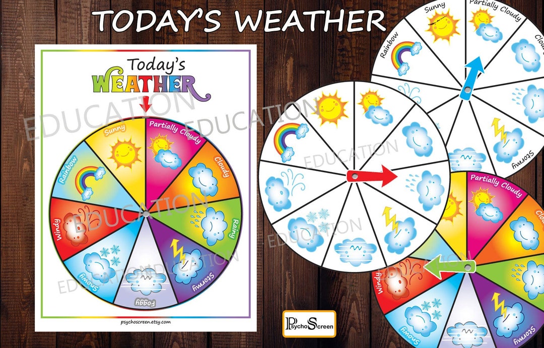 WEATHER WHEEL Chart and Cards Weather Circle Game Today's Weather ...