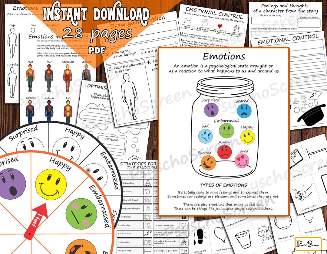 EMOTION Unit Study: Emotion Wheel, Posters, Flashcards, and Worksheets ...