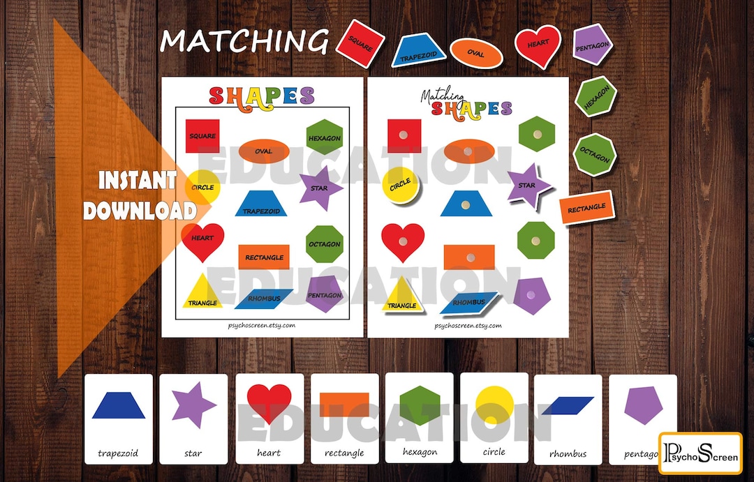 SHAPES Unit Study, Printable Shapes Bundle With Posters, Matching Game ...