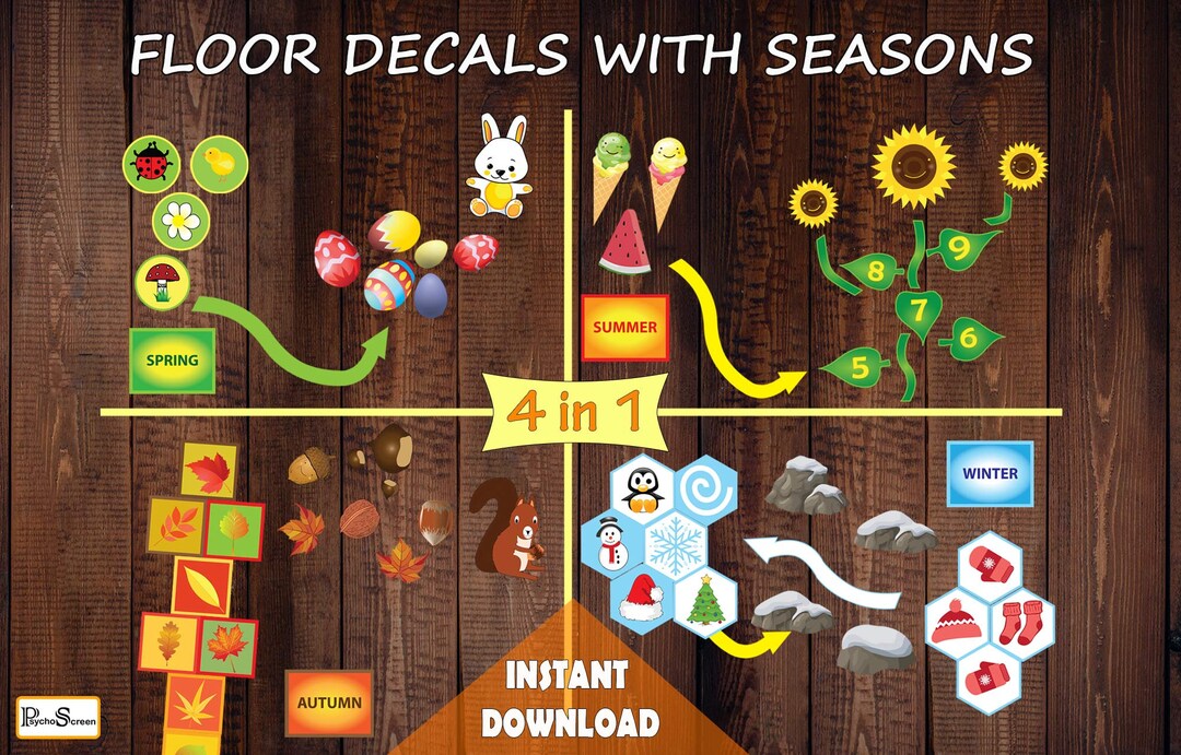 FOUR SEASONS in Sensory Path - Winter, Spring, Summer, Autumn - Floor ...