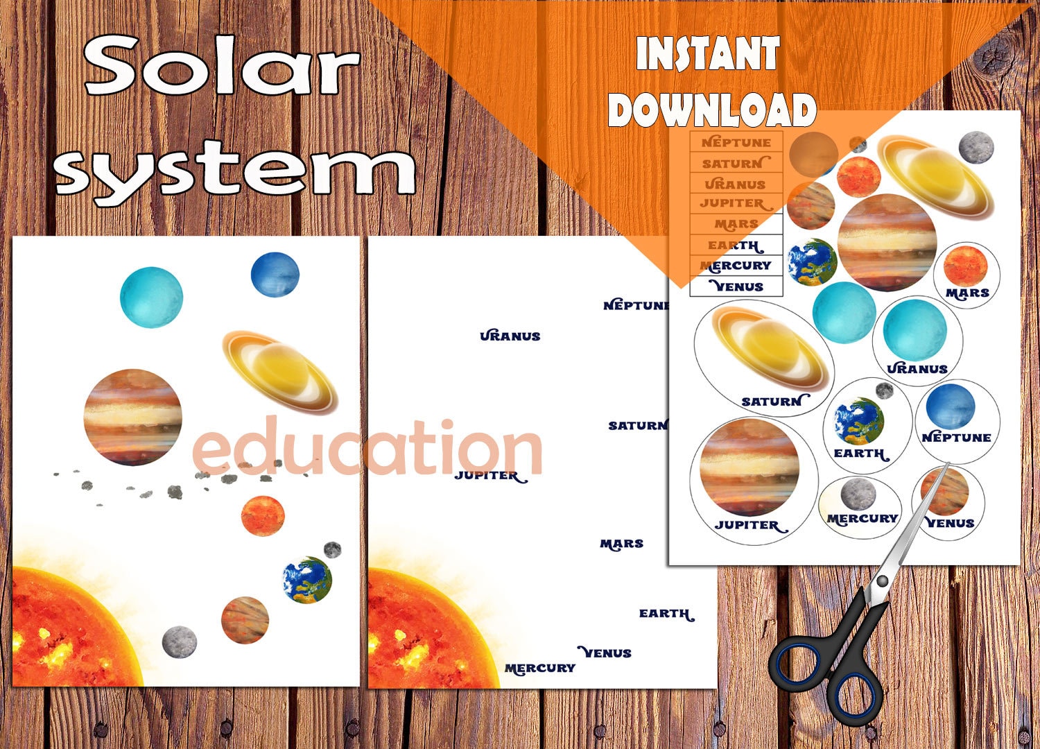 Solar system & Planets activity set Wall art and 3 Part | Etsy