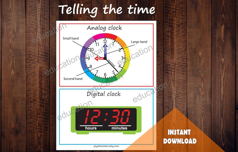 Telling Time Learning Pack: Montessori Clock DIY Kit (digital Download ...