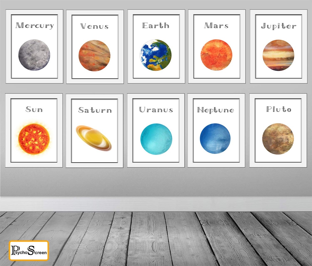 Solar System Planets Posters: Printable Watercolor Set, Space Room ...