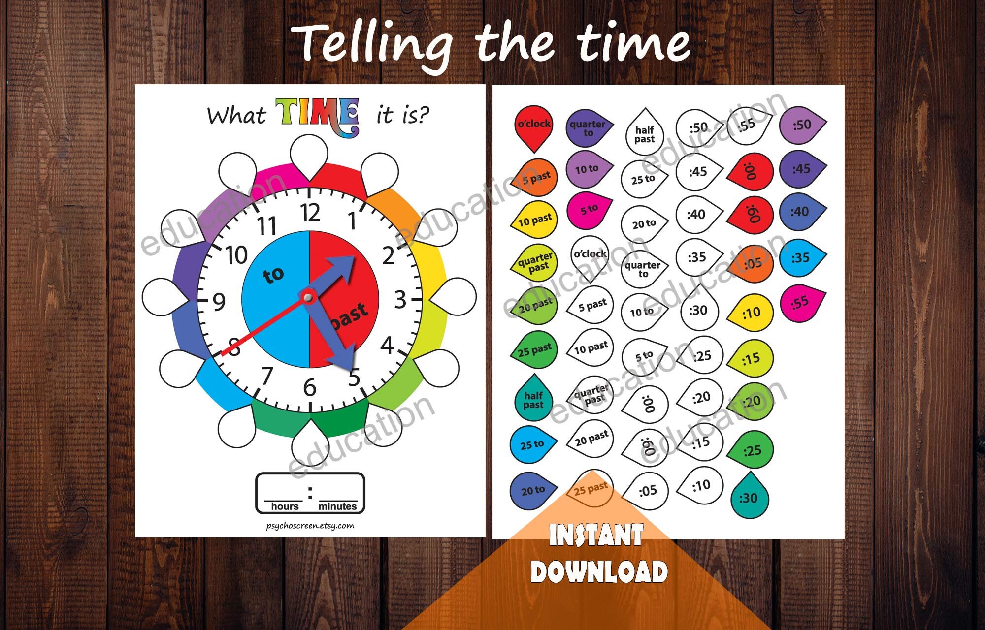 Telling Time Learning Pack: Montessori Clock DIY Kit (digital Download ...