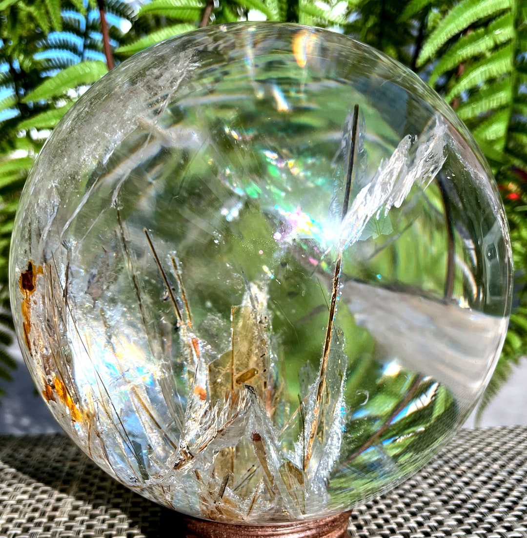 Natural Rare Transparent Brown Tourmaline Rutilated Crystal Quartz Ball ...