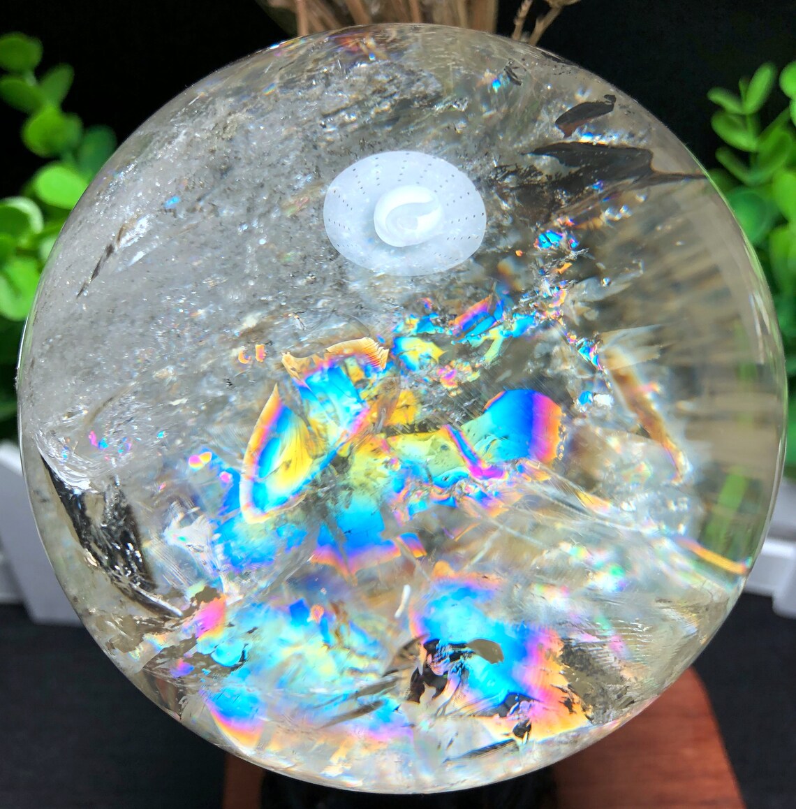 Extra Large Clear Rainbow White Crystal Quartz Sphere/rainbow - Etsy