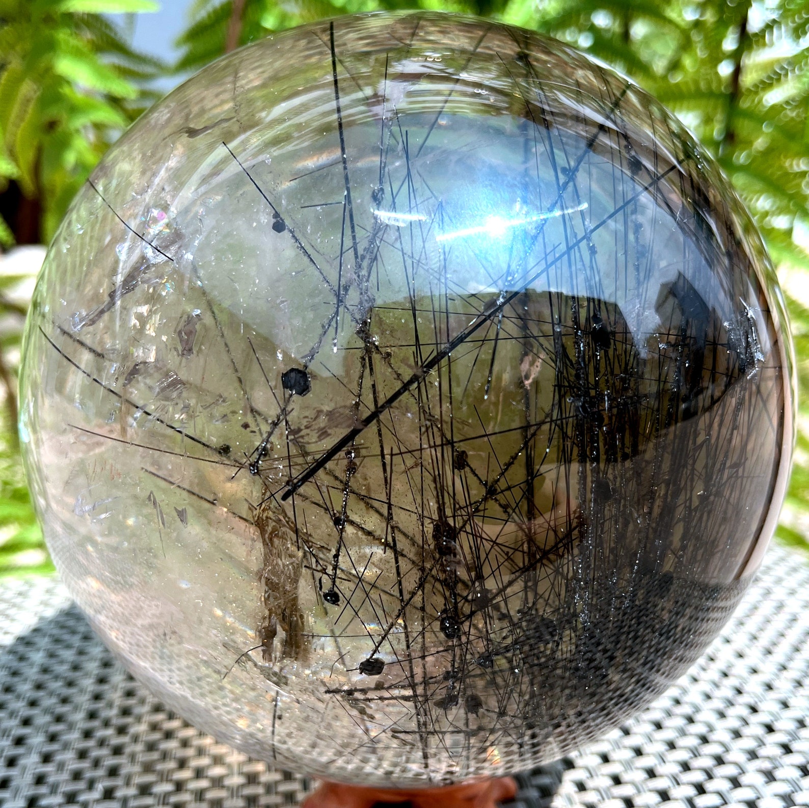 Natural Rare Transparent Black Tourmaline Rutilated Crystal Quartz Ball ...