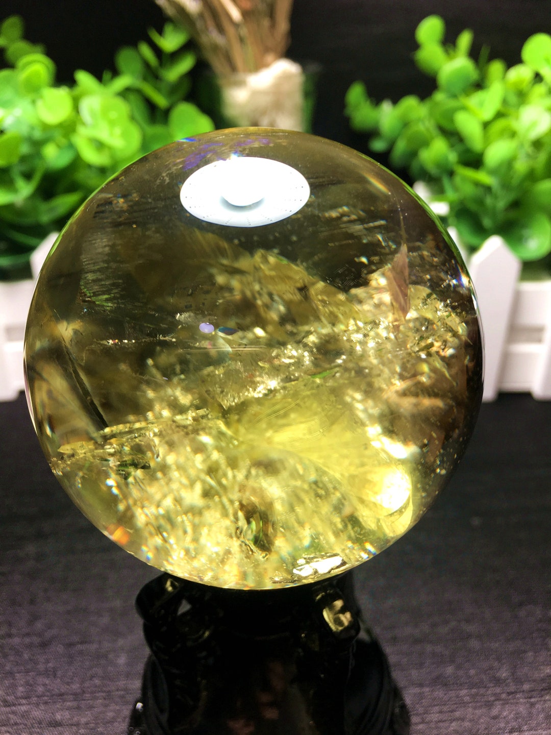 Natural Large Rainbow Citrine Quartz Crystal Sphere/citrine Ball/chakra ...