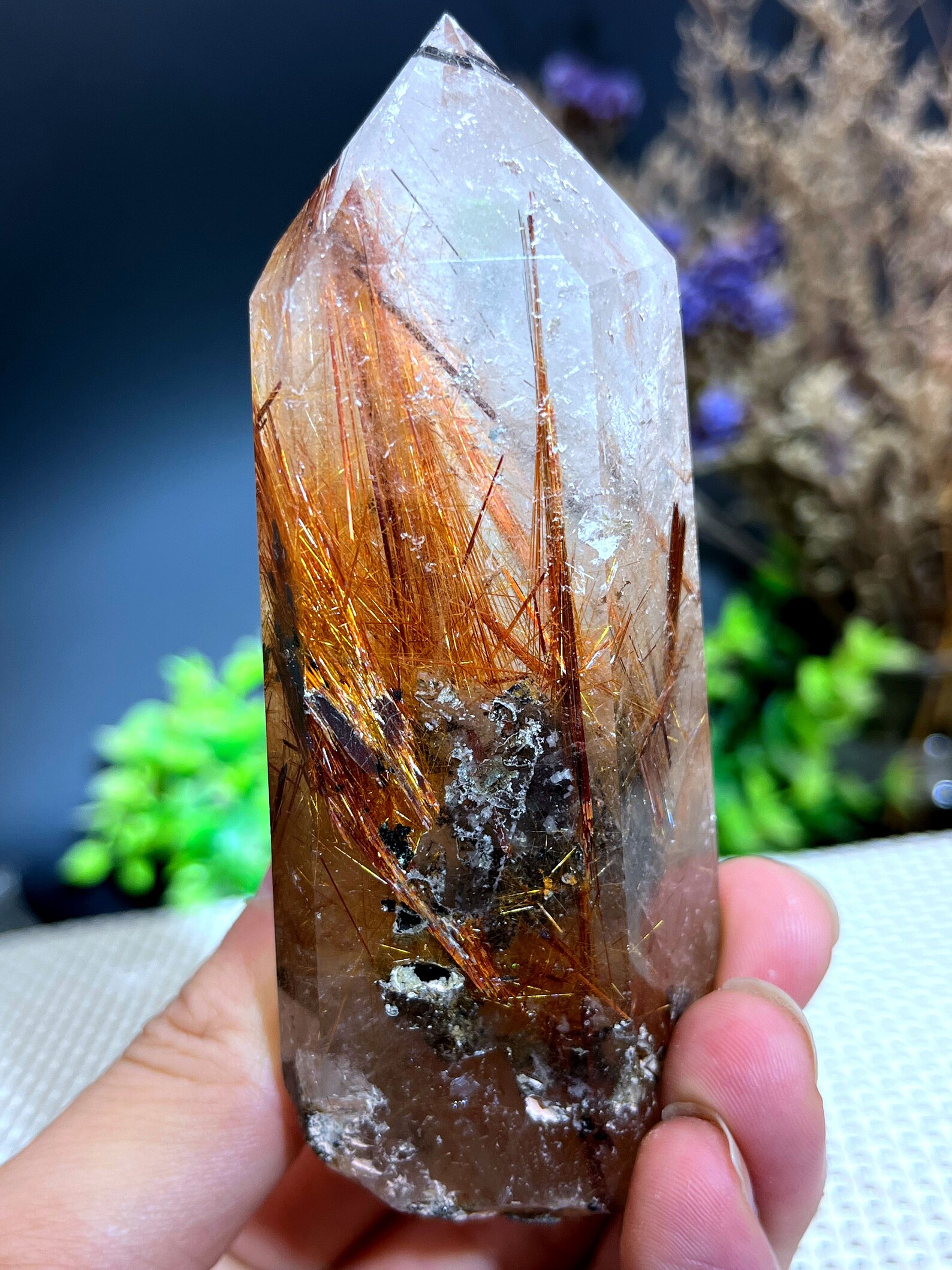Rare Large Clear Golden Rutilated Inclusions Quartz Point/crystal Tower ...