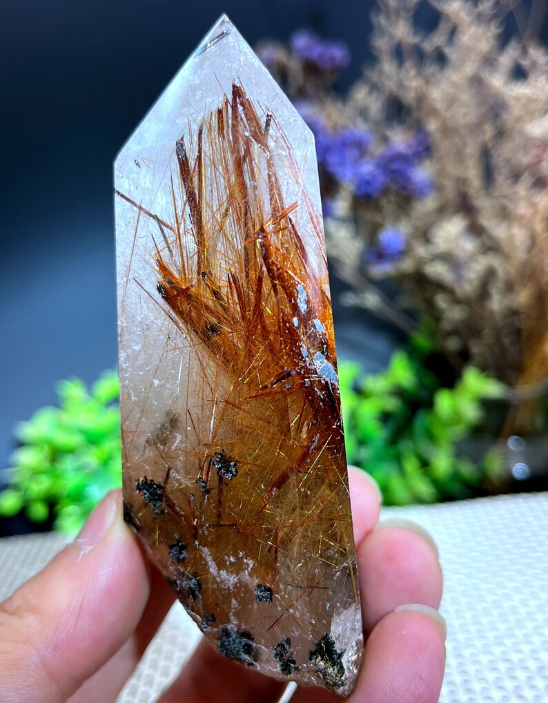 Rare Large Clear Golden Rutilated Inclusions Quartz Point/crystal Tower ...