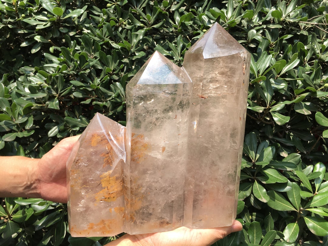Rare Large Clear Golden Rutilated Inclusions Quartz Point/crystal Tower ...