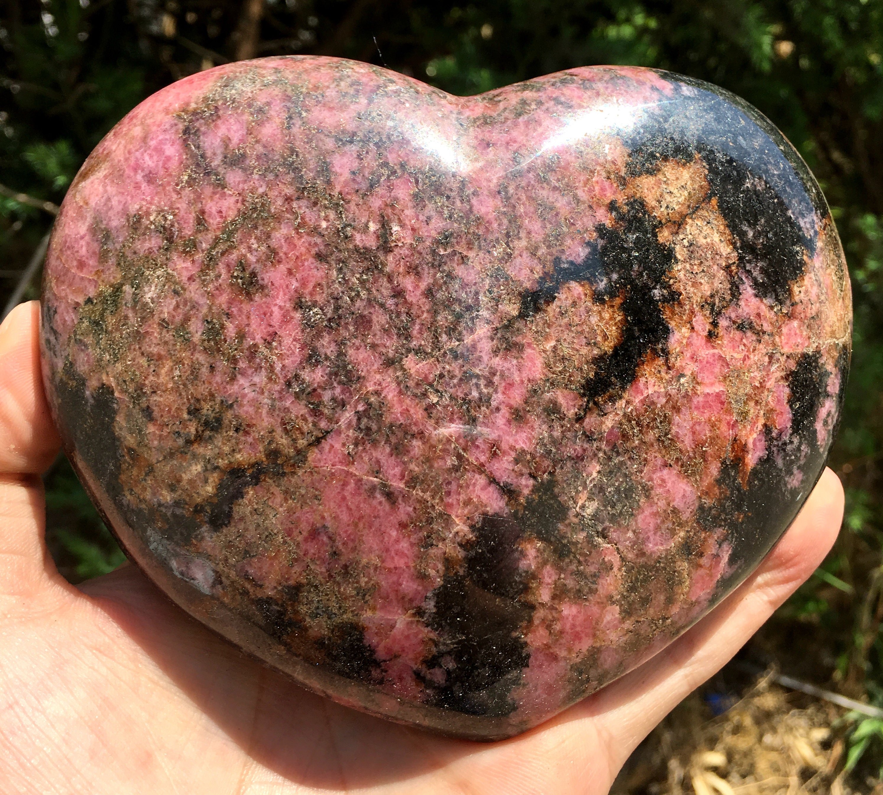 Large Pink And Black Rhodonite Crystal Heart/Pink Rhodonite | Etsy