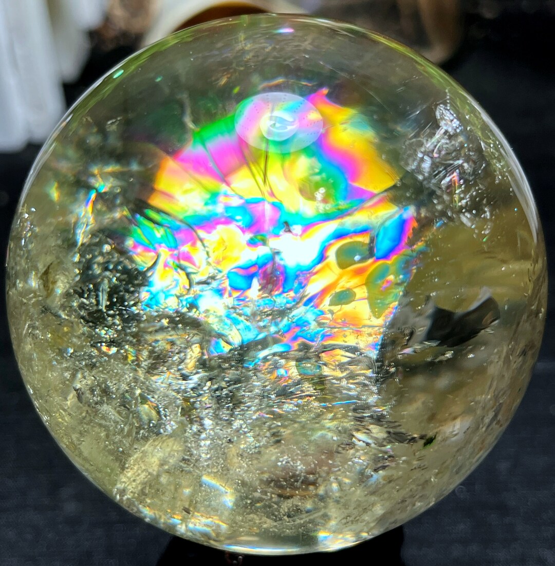 Natural Large Rainbow Citrine Quartz Crystal Sphere/citrine Ball/chakra ...