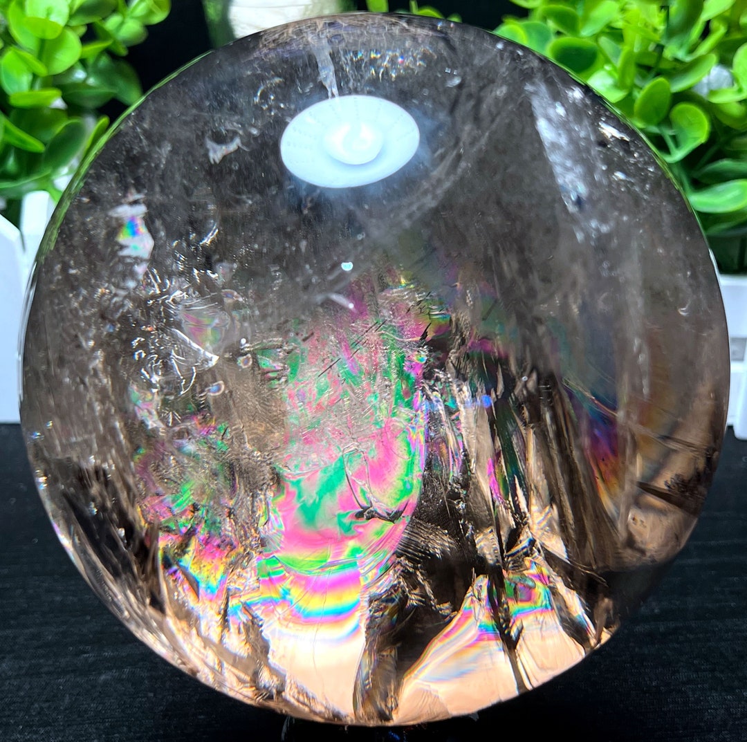 Extra Large Clear Rainbow Smoky Crystal Quartz Sphere/rainbow Crystal ...