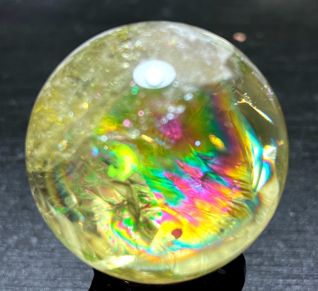 Natural Large Rainbow Citrine Quartz Crystal Sphere/citrine Ball/chakra ...