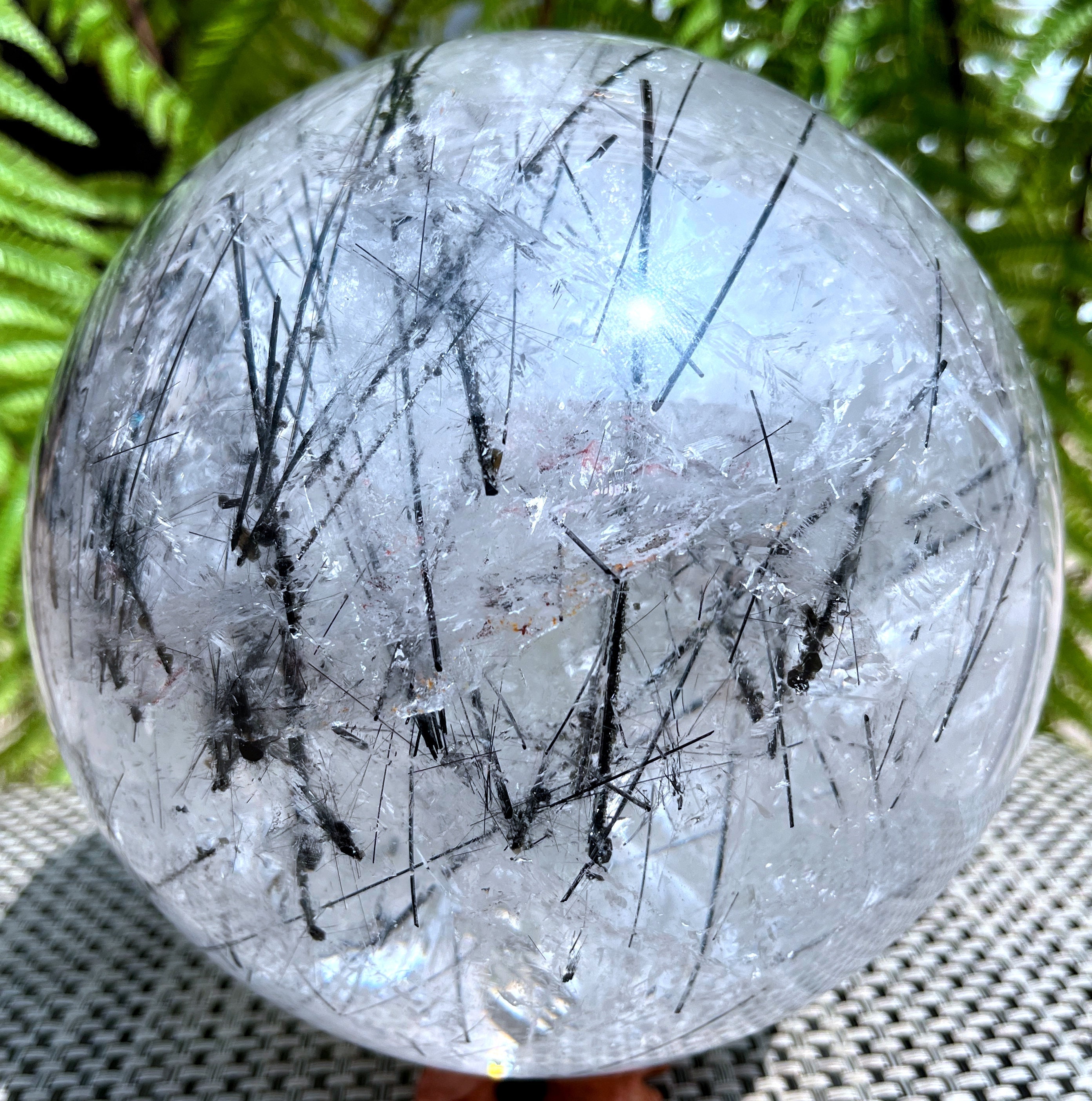 Natural Rare Transparent Black Tourmaline Rutilated Crystal Quartz Ball ...