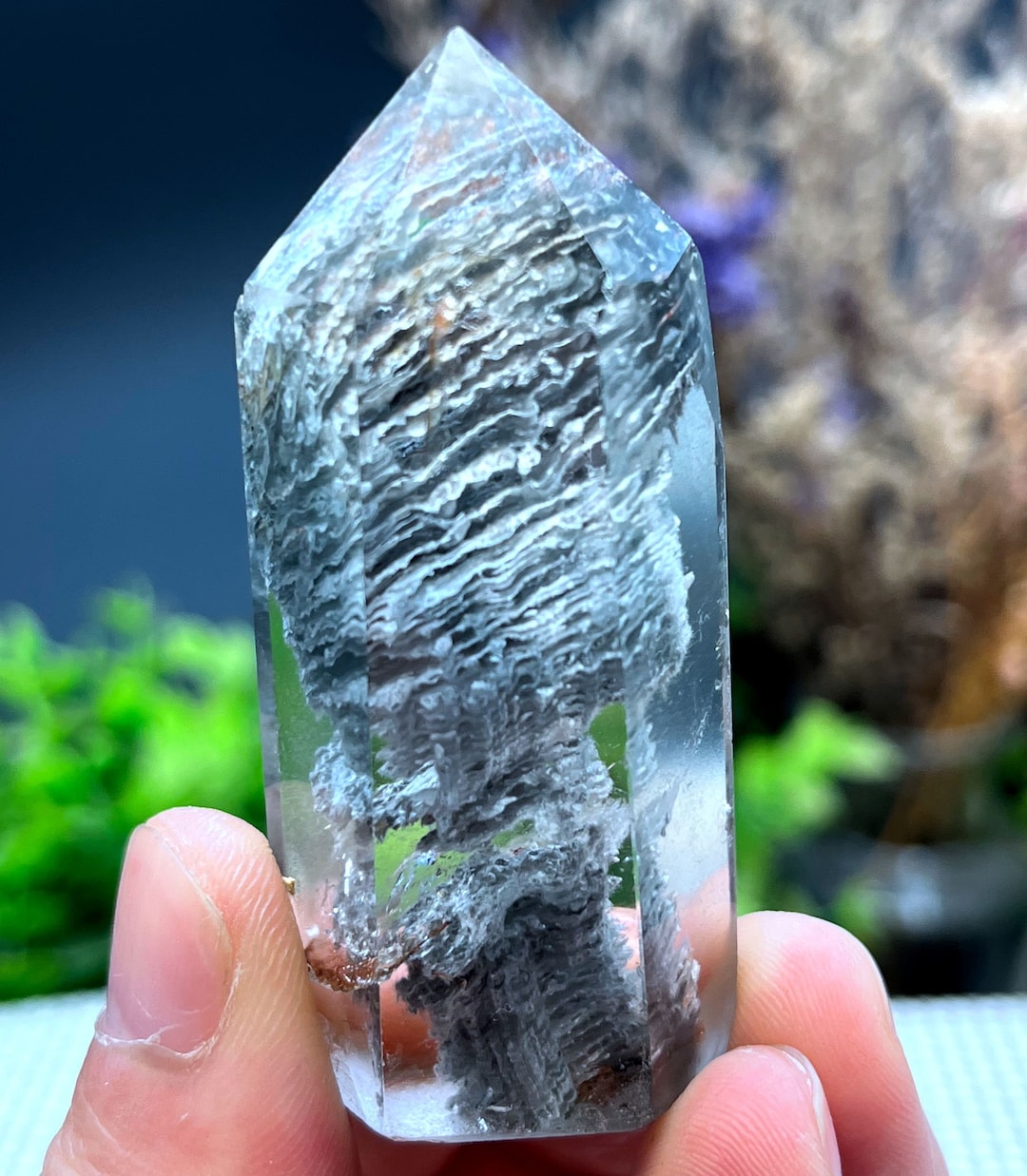 Rare Natural Large Included Garden Green Phantom Quartz Tower/scenic ...
