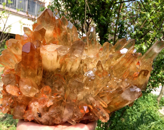 Top Large Raw Yellow Crystal Cluster/yellow Quartz - Etsy