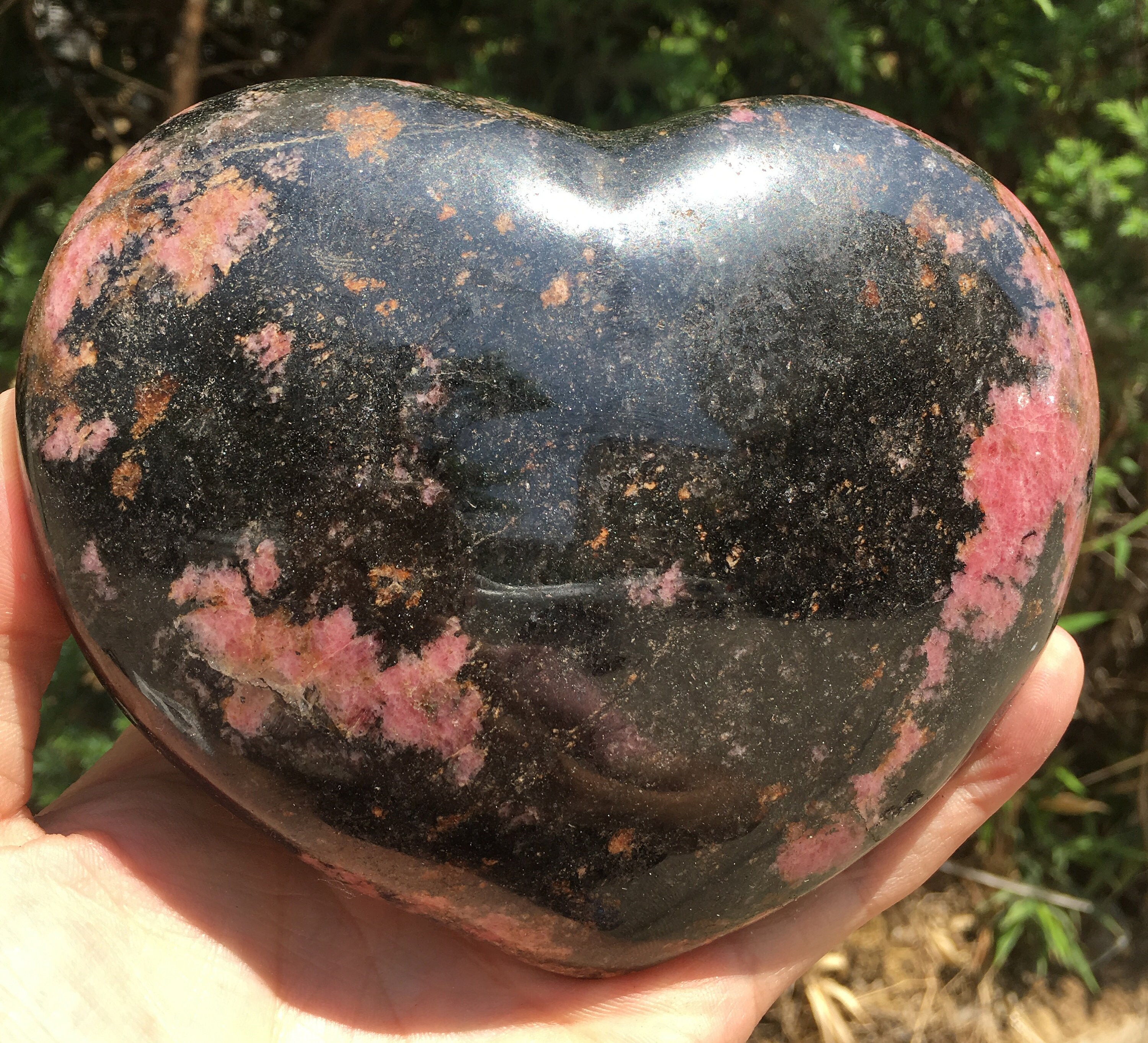 Large Pink And Black Rhodonite Crystal Heart/Pink Rhodonite | Etsy